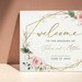 Boho Greenery Wedding Welcome Sign Template With Pink Roses INSTANT ...