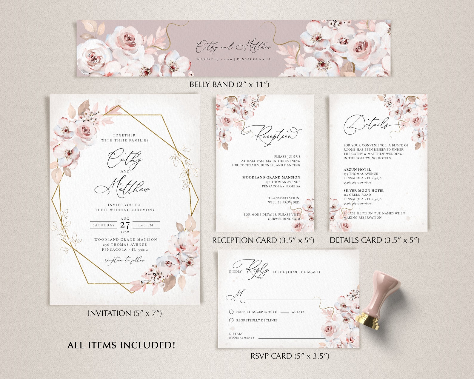 Boho Rustic Invitation Template Set Rustic Wedding Invite - Etsy