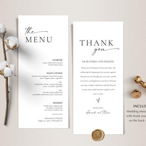 Modern Menu Template, Double Sided Menu With Thank You Note • INSTANT ...