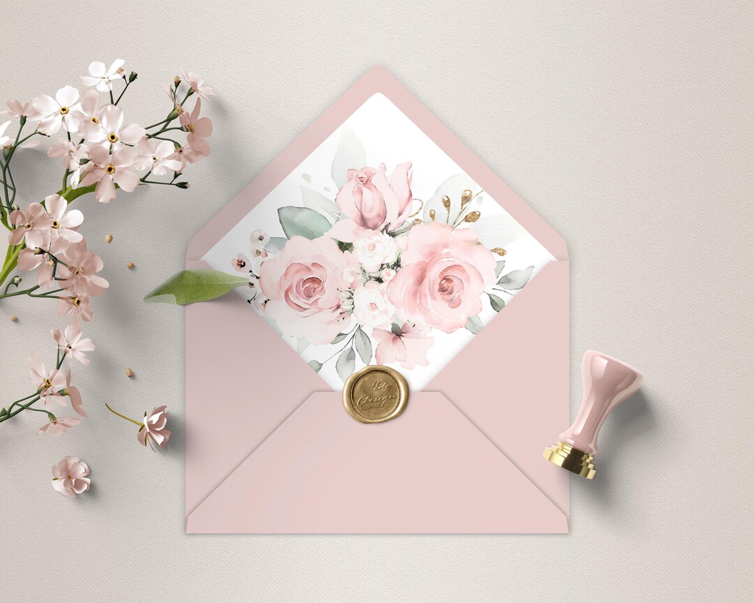 Light Pink Envelope Liner Template, Printable Envelope Liner, A7 ...