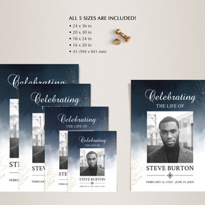 Navy Blue Funeral Welcome Sign Template, Celebration of Life Sign ...