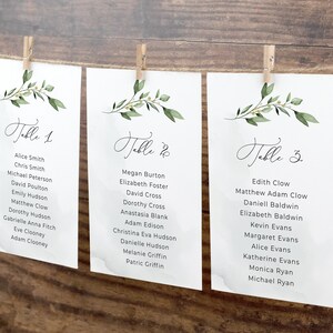 Greenery Wedding Seating Table Cards Template, Find Your Table Cards ...