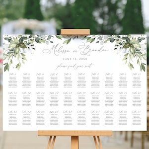 Boho Greenery Wedding Seating Chart Template, Wedding Seating Board ...