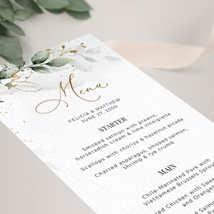 Boho Greenery Menu With White Roses (wedding, Bridal Shower, Dinner ...