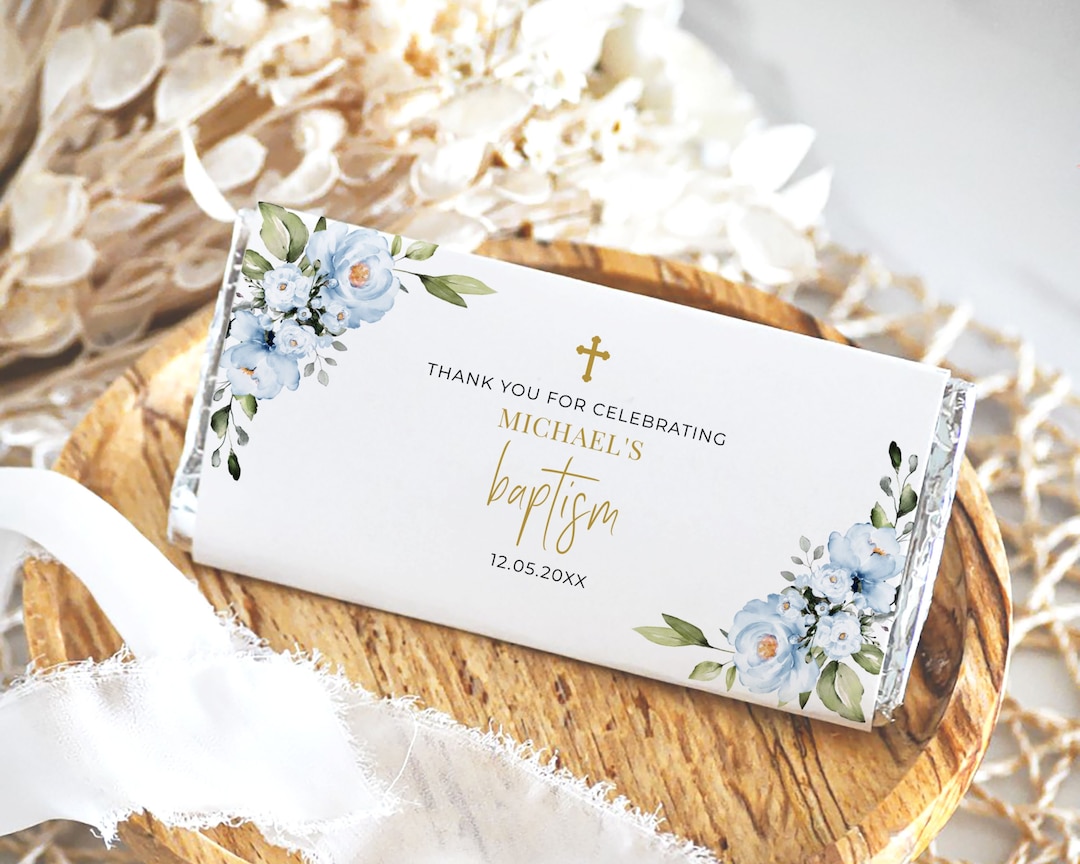 Blue Baptism Chocolate Wrapper Template (christening, Communion ...