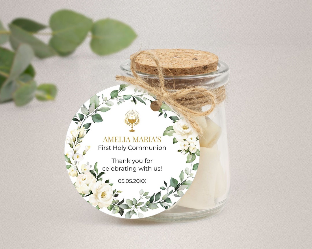 First Holy Communion Favor Tag Template, Printable Sticker (digital ...