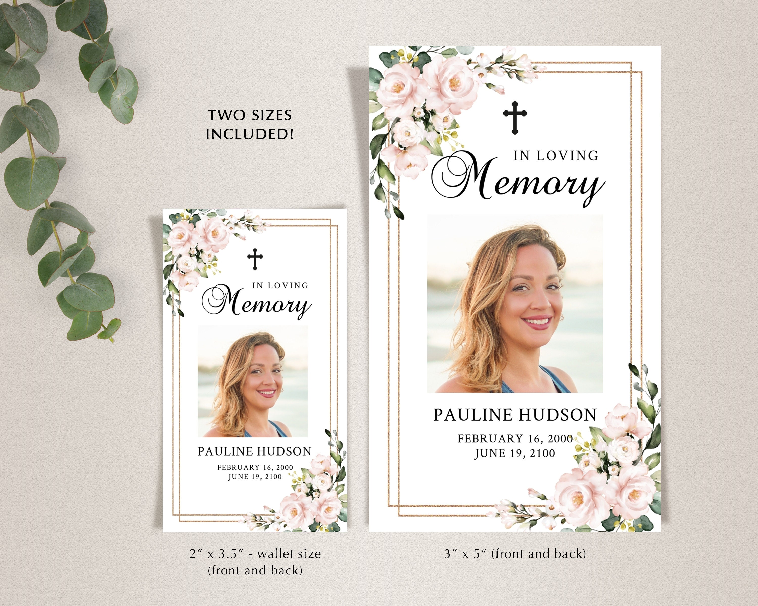 Printable Two-sided Funeral Prayer Card Template With | Etsy