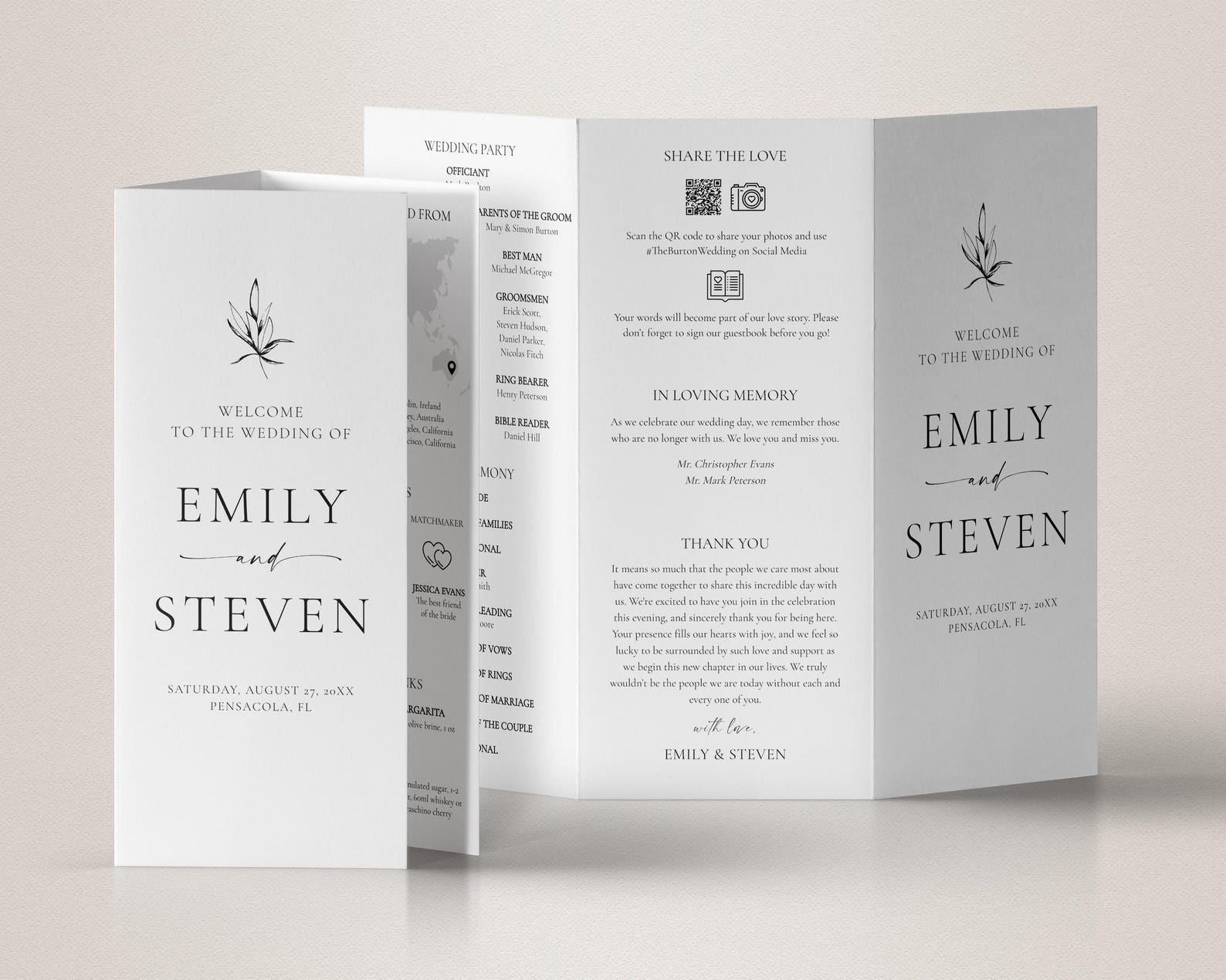 Trifold Infographic Wedding Program Template • Minimalist, Modern, Fun ...