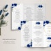 Trifold Royal Blue and Gold Wedding Program Template • INSTANT DOWNLOAD ...
