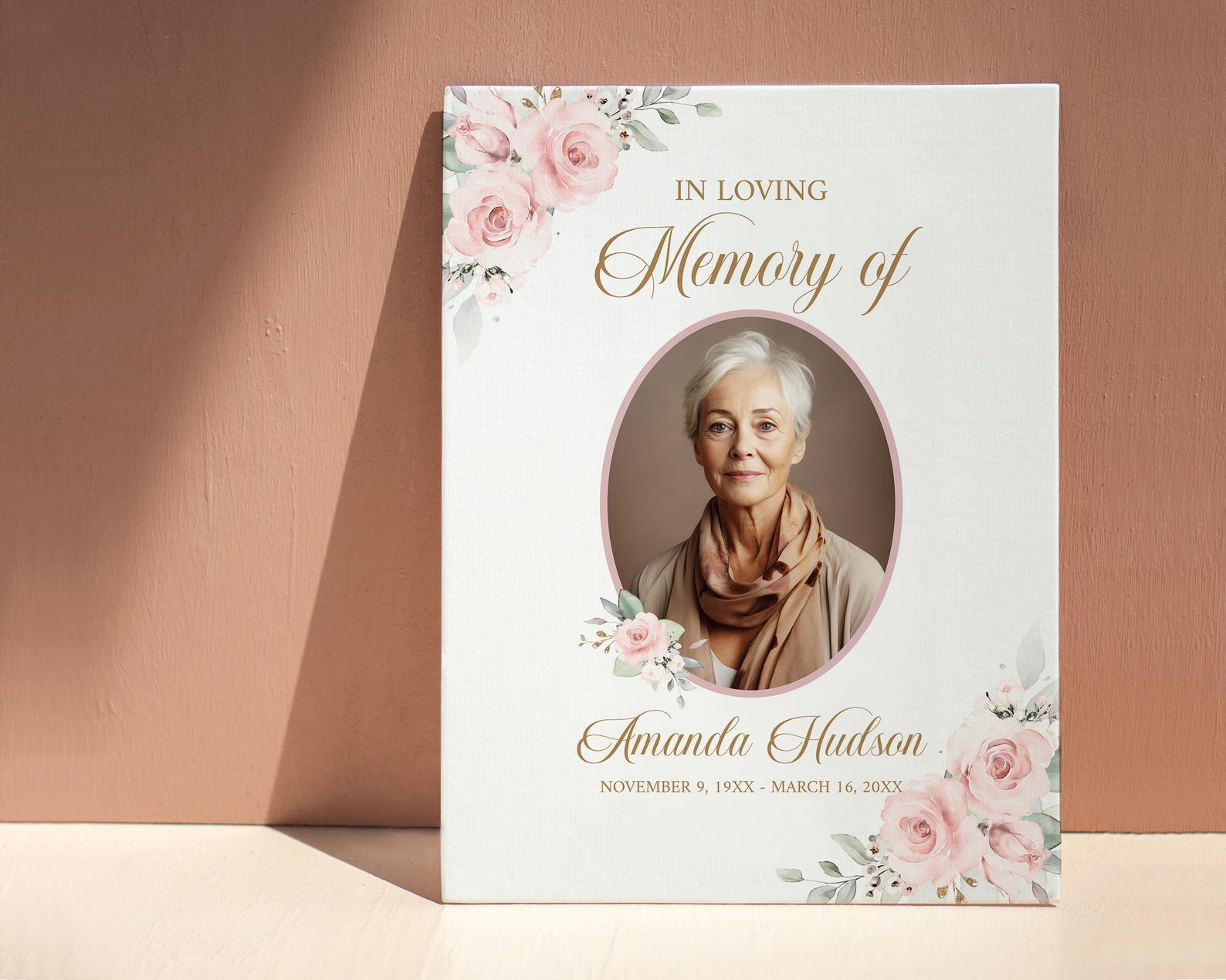 Funeral Welcome Sign Template With Pink Roses, in Loving Memory Poster ...