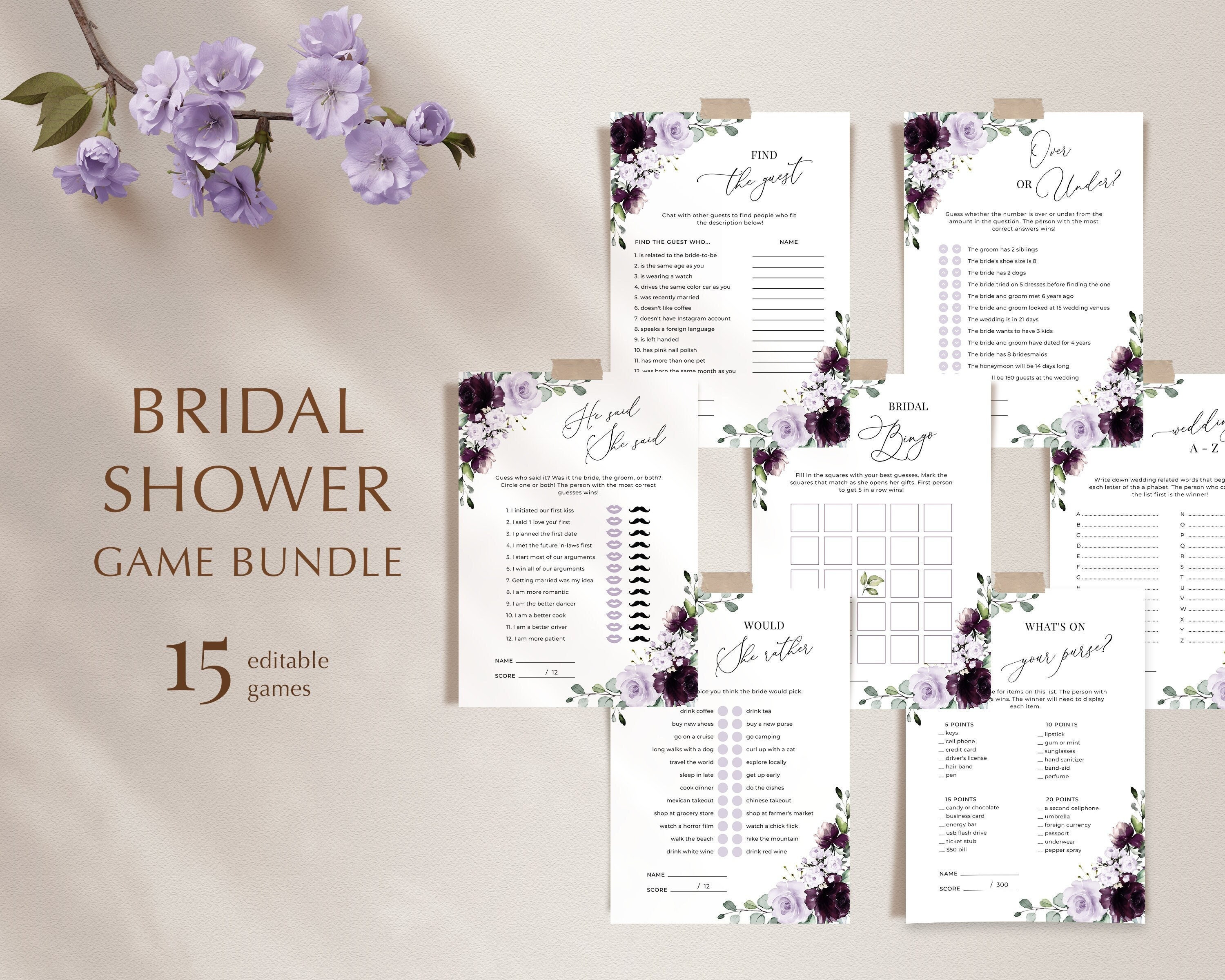 Bridal Shower Umbrella Purple