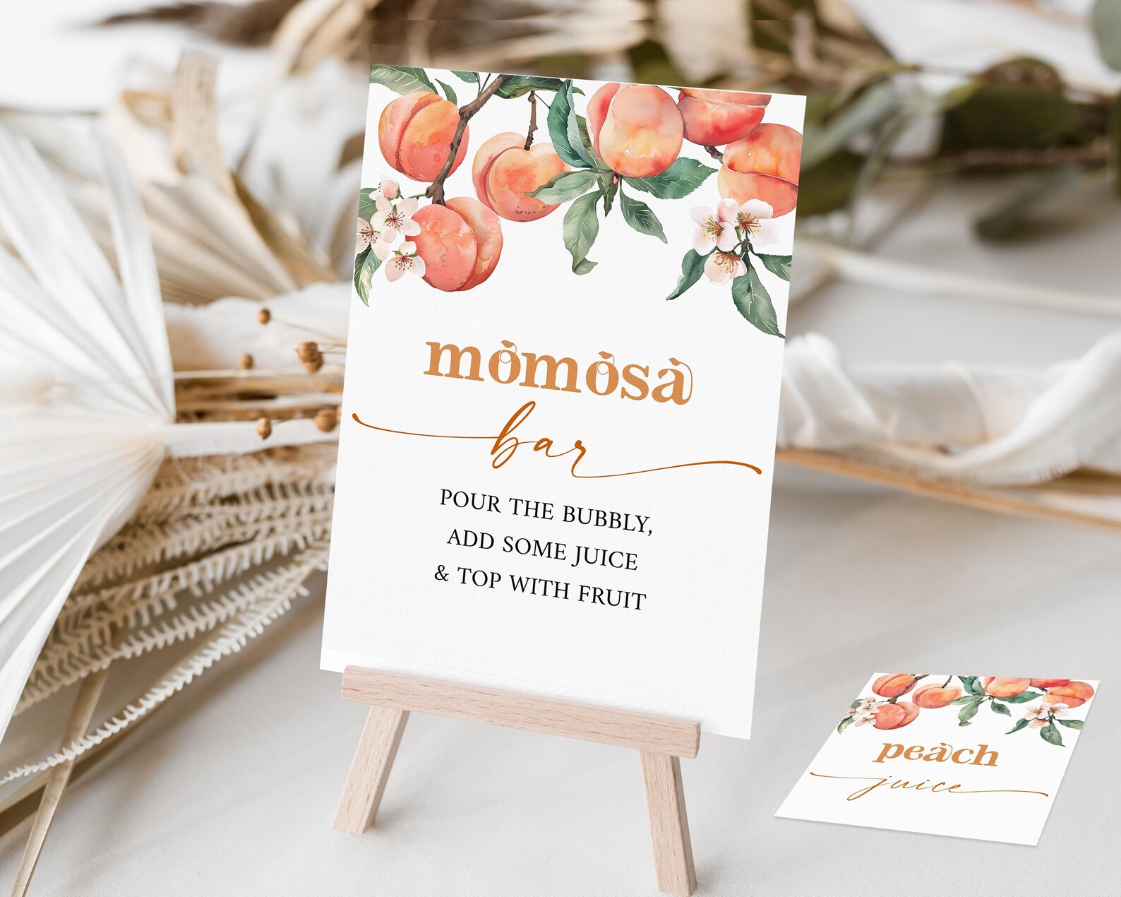 Peach Momosa Bar Sign Template • INSTANT DOWNLOAD • Editable, Printable ...