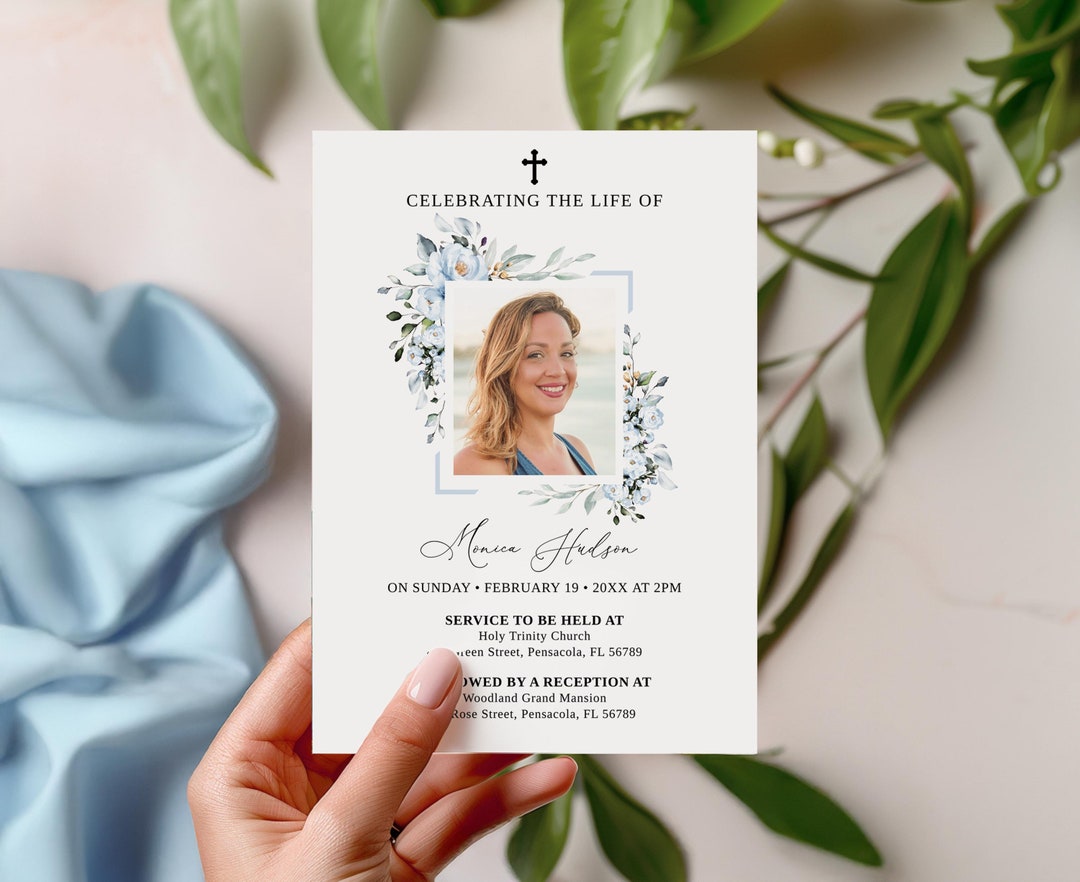 Funeral Announcement/invite Card Template, Memorial Service/reception ...