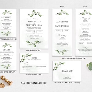 Minimalist Greenery Wedding Invitation Suite Editable Wedding - Etsy