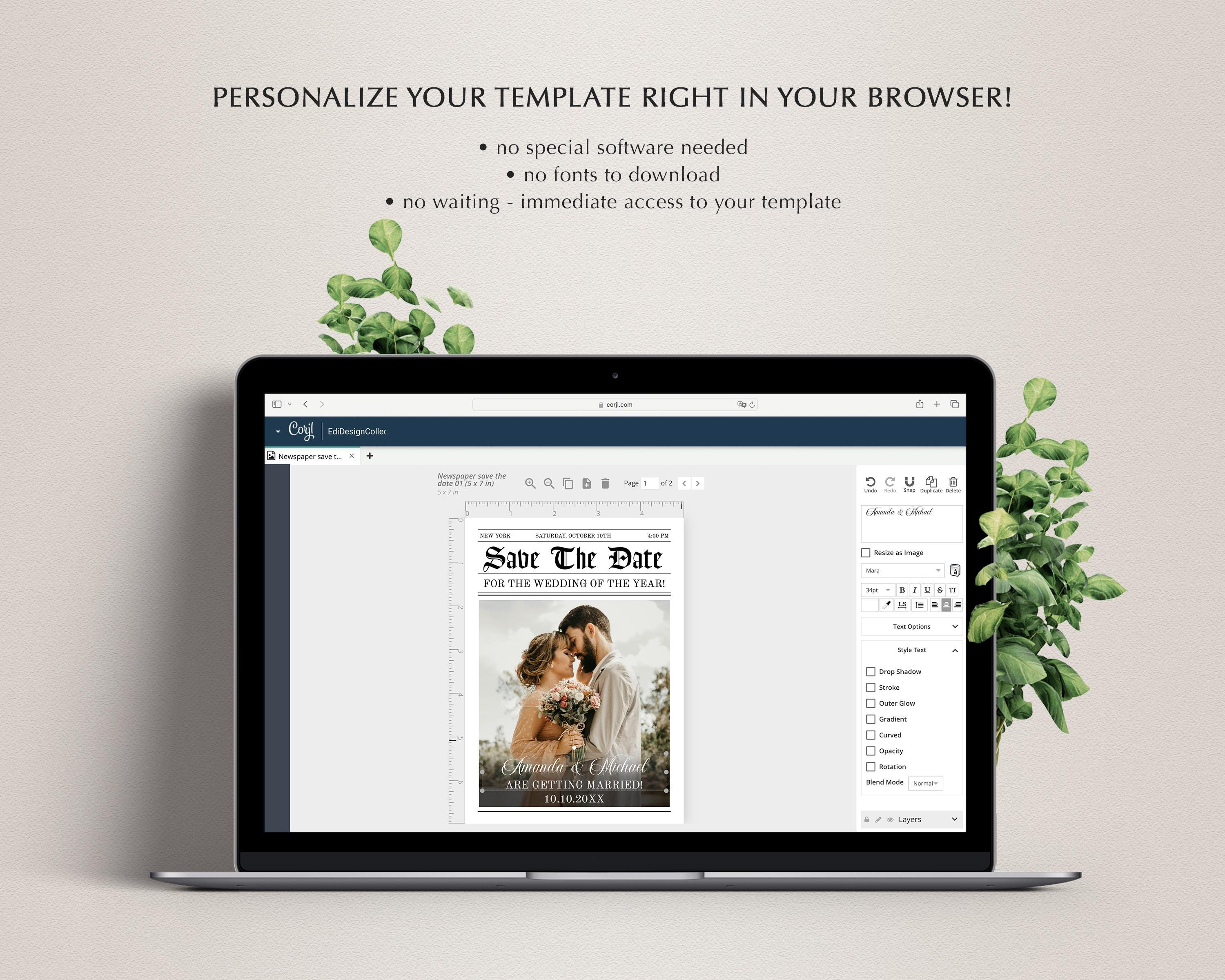 Newspaper Save the Date Template (double Sided), Wedding Reserved Date ...