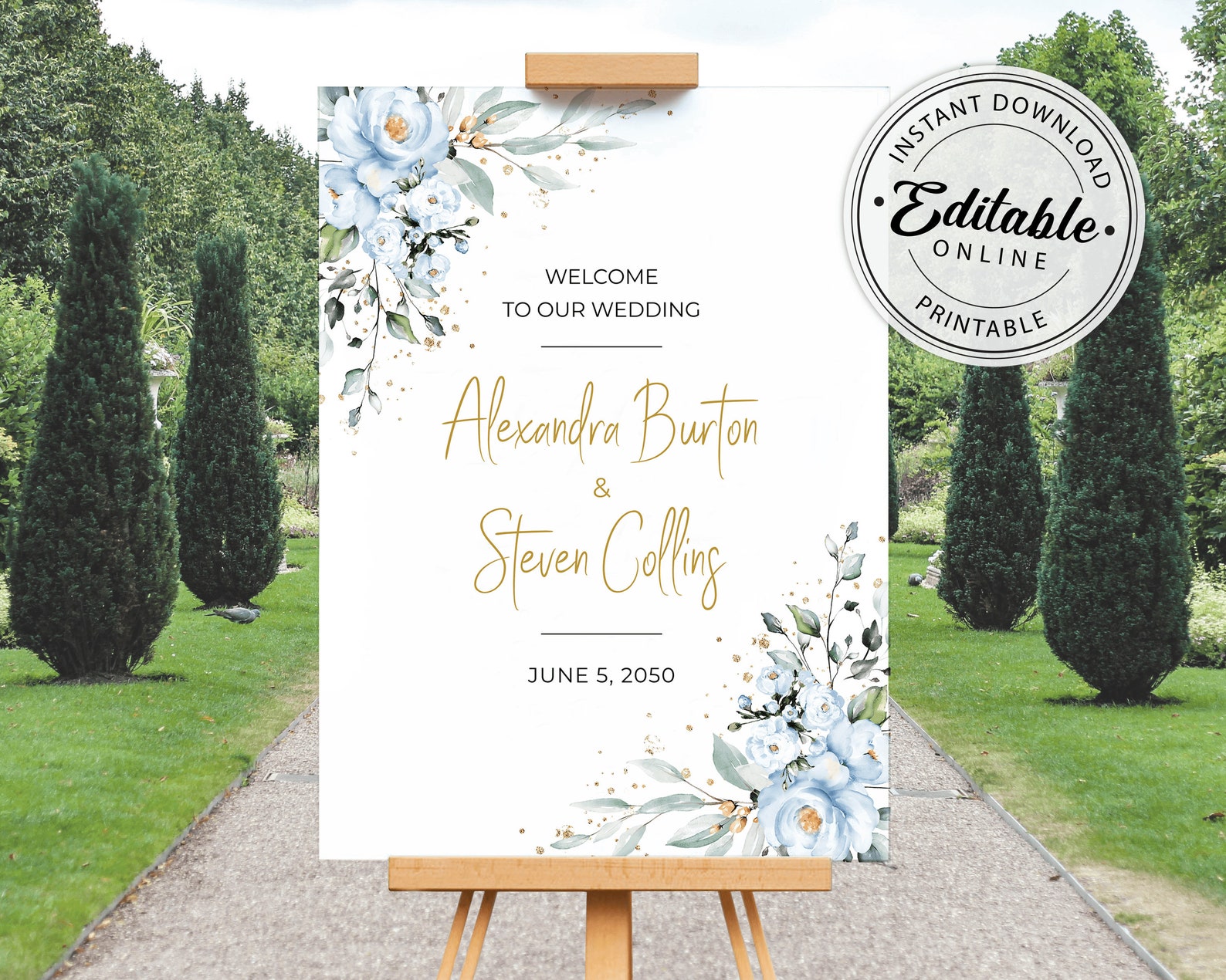 Blue Wedding Welcome Sign Template Light Blue Welcome Sign | Etsy UK
