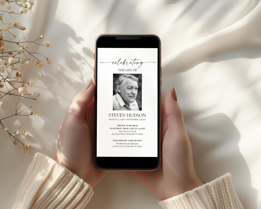 Electronic Funeral Announcement, Funeral Electronic Invitation for ...