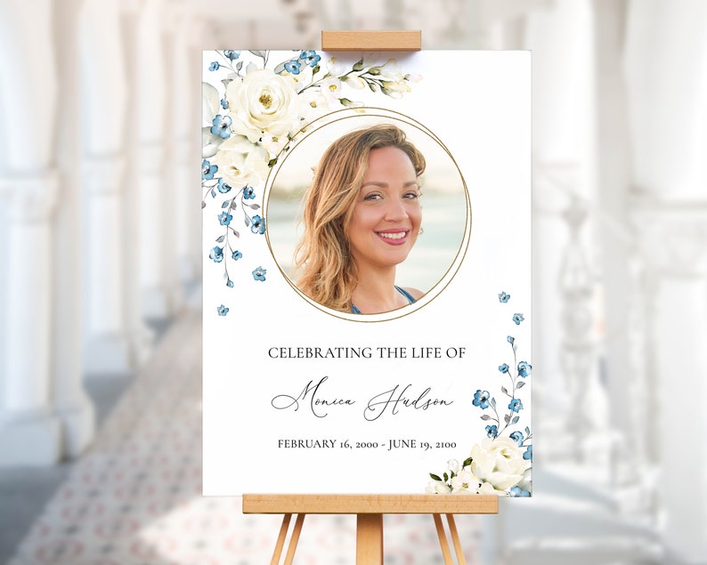 Editable Funeral Welcome Sign Template With White Roses and | Etsy