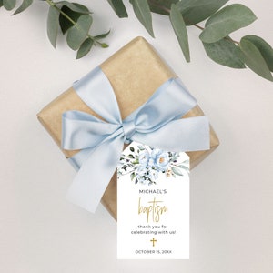 Printable Gift Favor Tags With Blue Roses, Blue Floral Thank You Labels ...