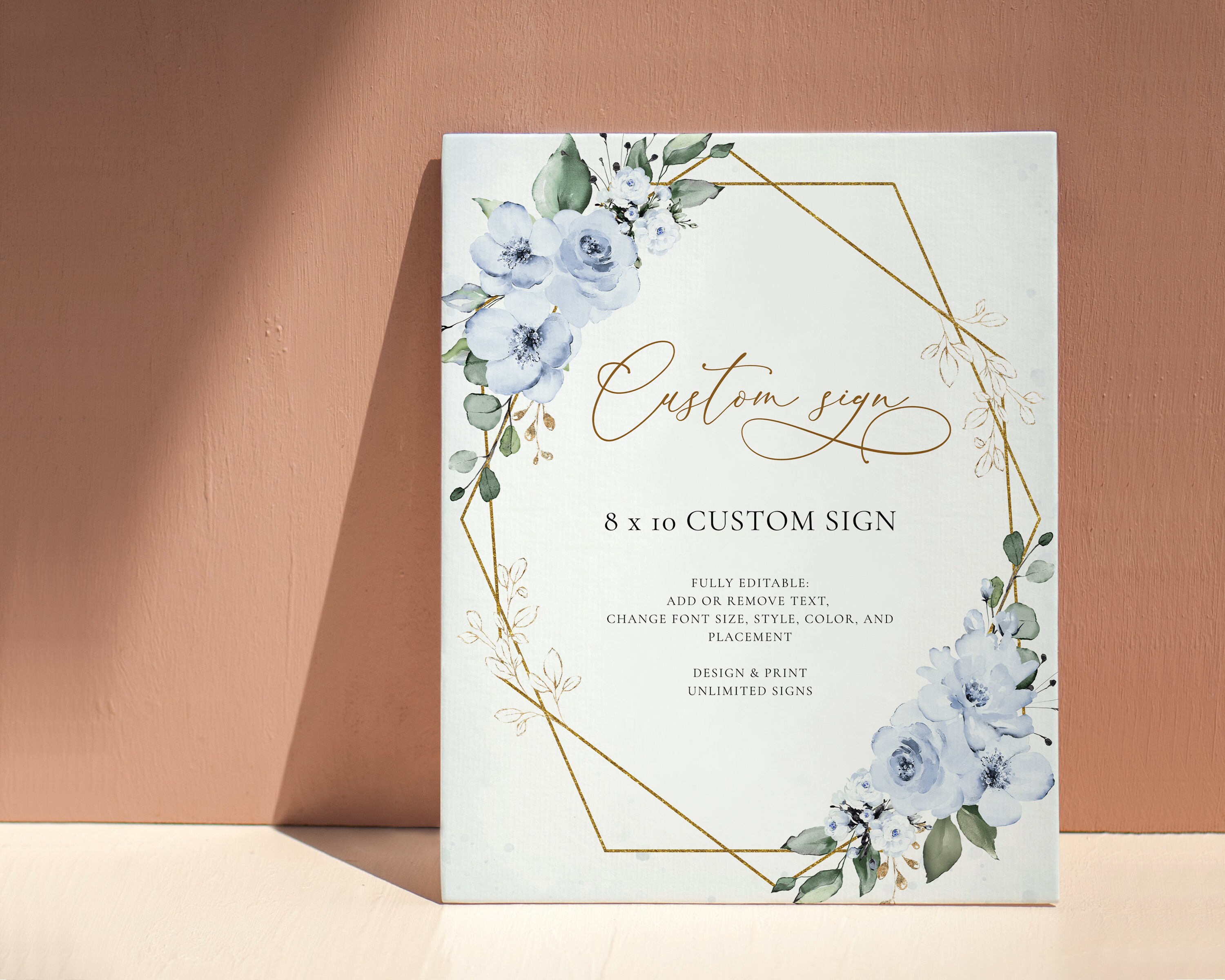 Blue Wedding Custom Sign Template Portrait and Landscape Sign - Etsy