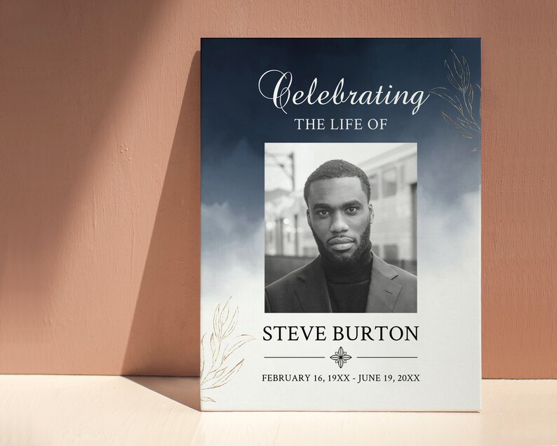 Navy Blue Funeral Welcome Sign Template, Celebration of Life Sign ...