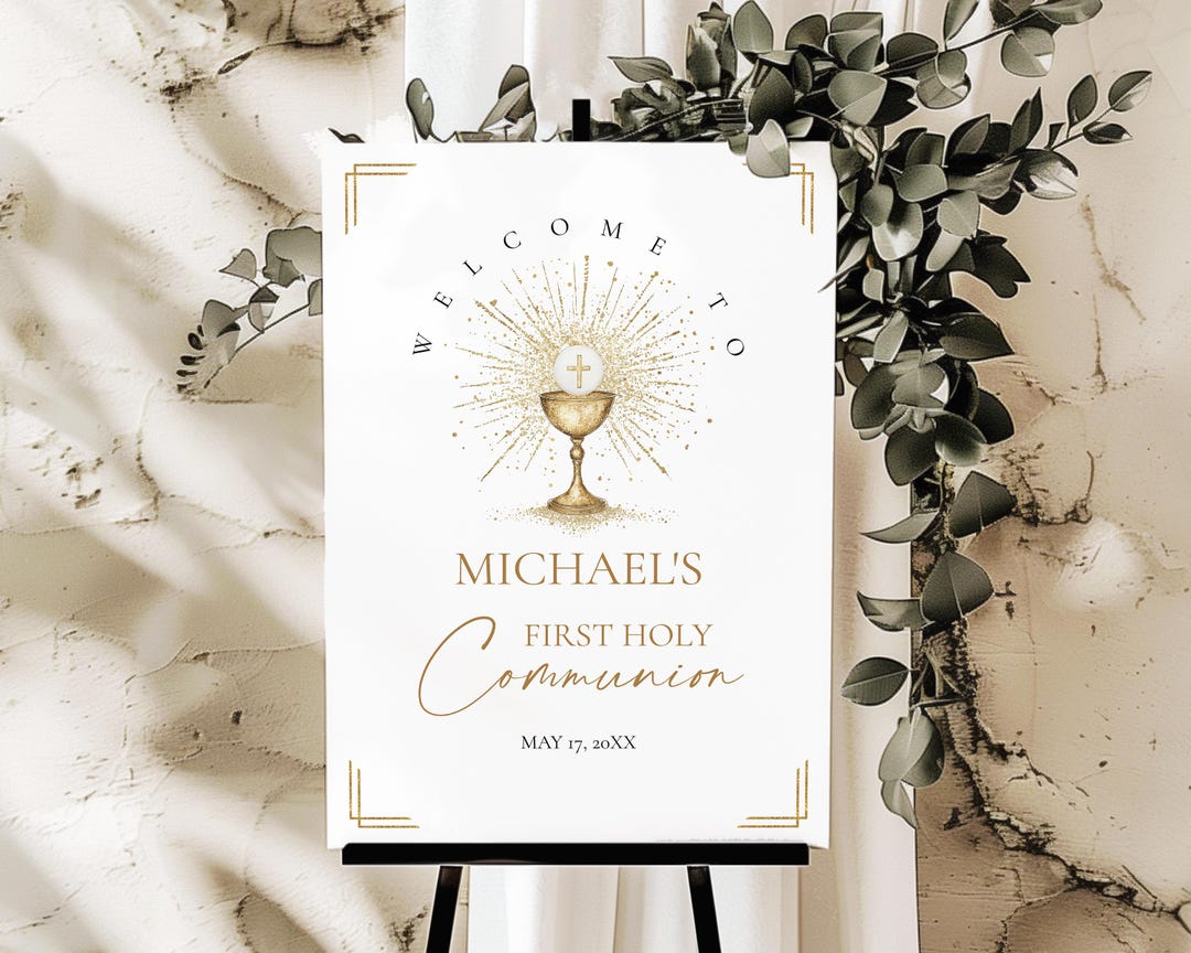 First Holy Communion Welcome Sign Template, Editable Printable (instant ...