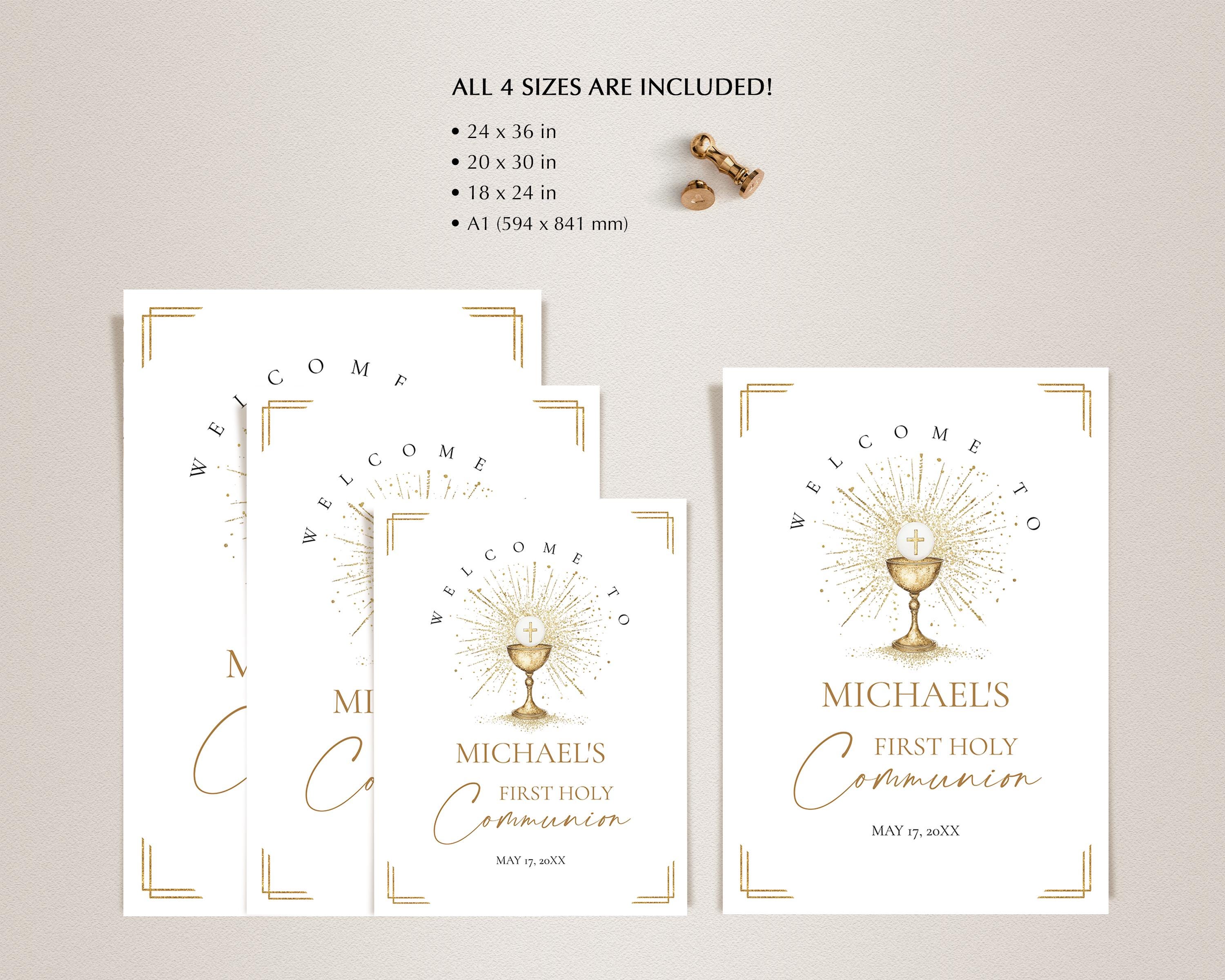 First Holy Communion Welcome Sign Template, Editable Printable (instant ...