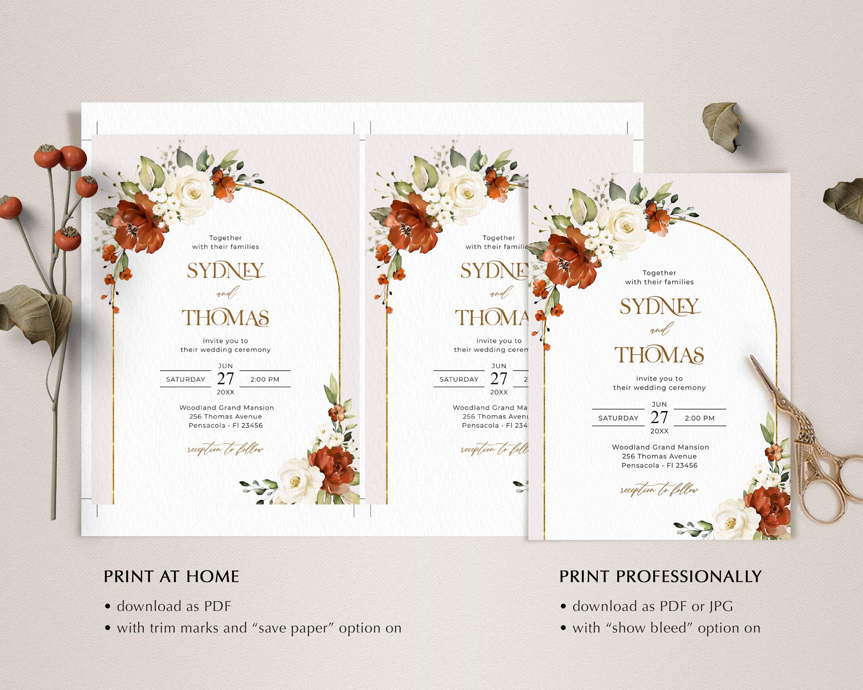 Terracotta and Ivory Wedding Invitation and RSVP Card - Etsy