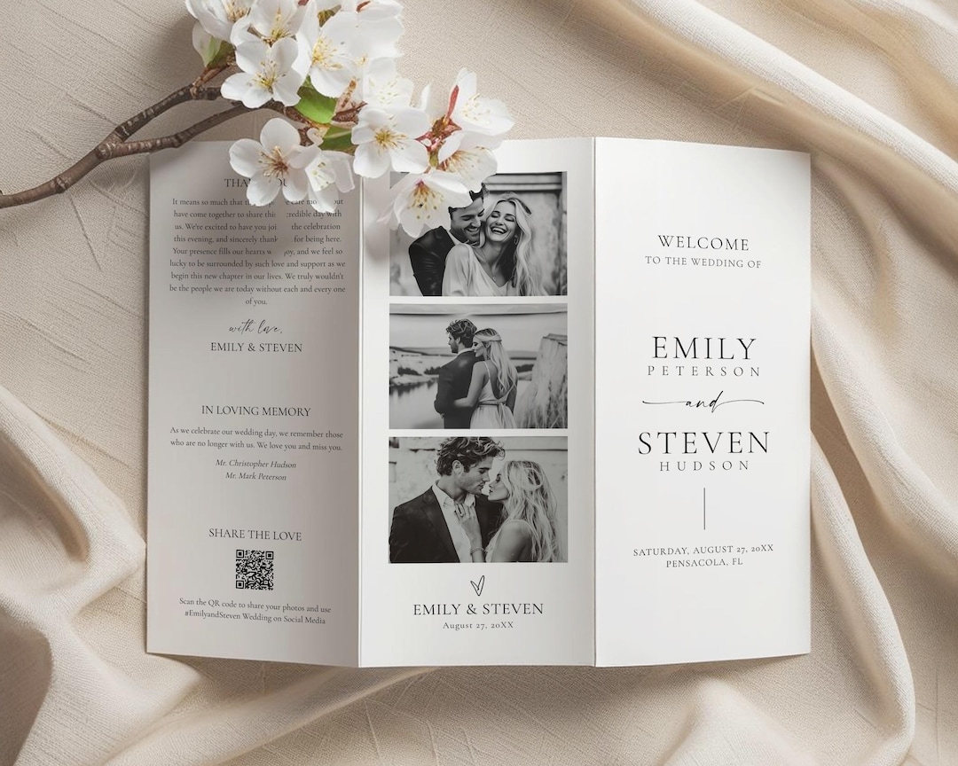 Trifold Wedding Program Template • Elegant, Modern Wedding Brochure ...