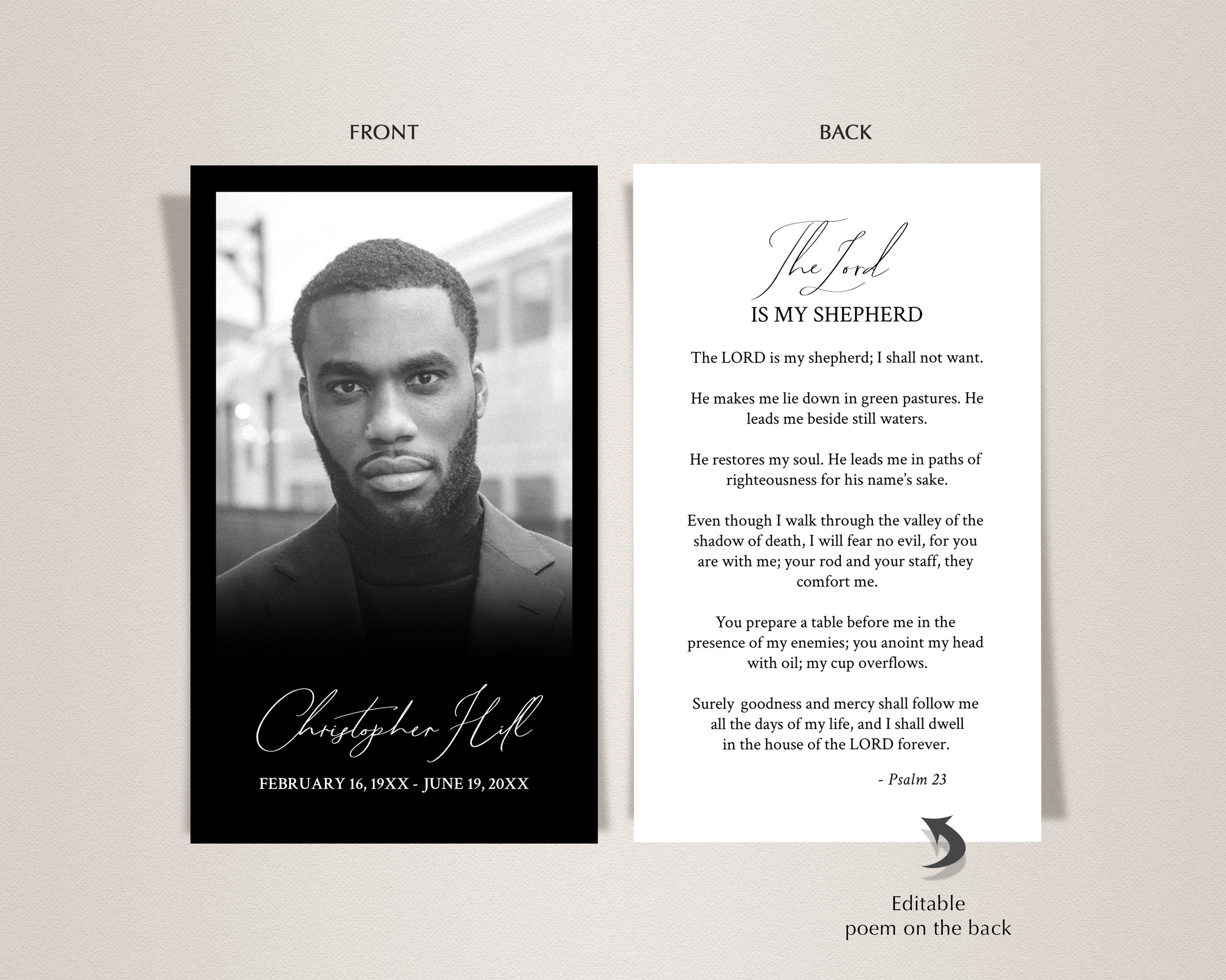 Printable Funeral Prayer Card Template, Editable Funeral Keepsake ...