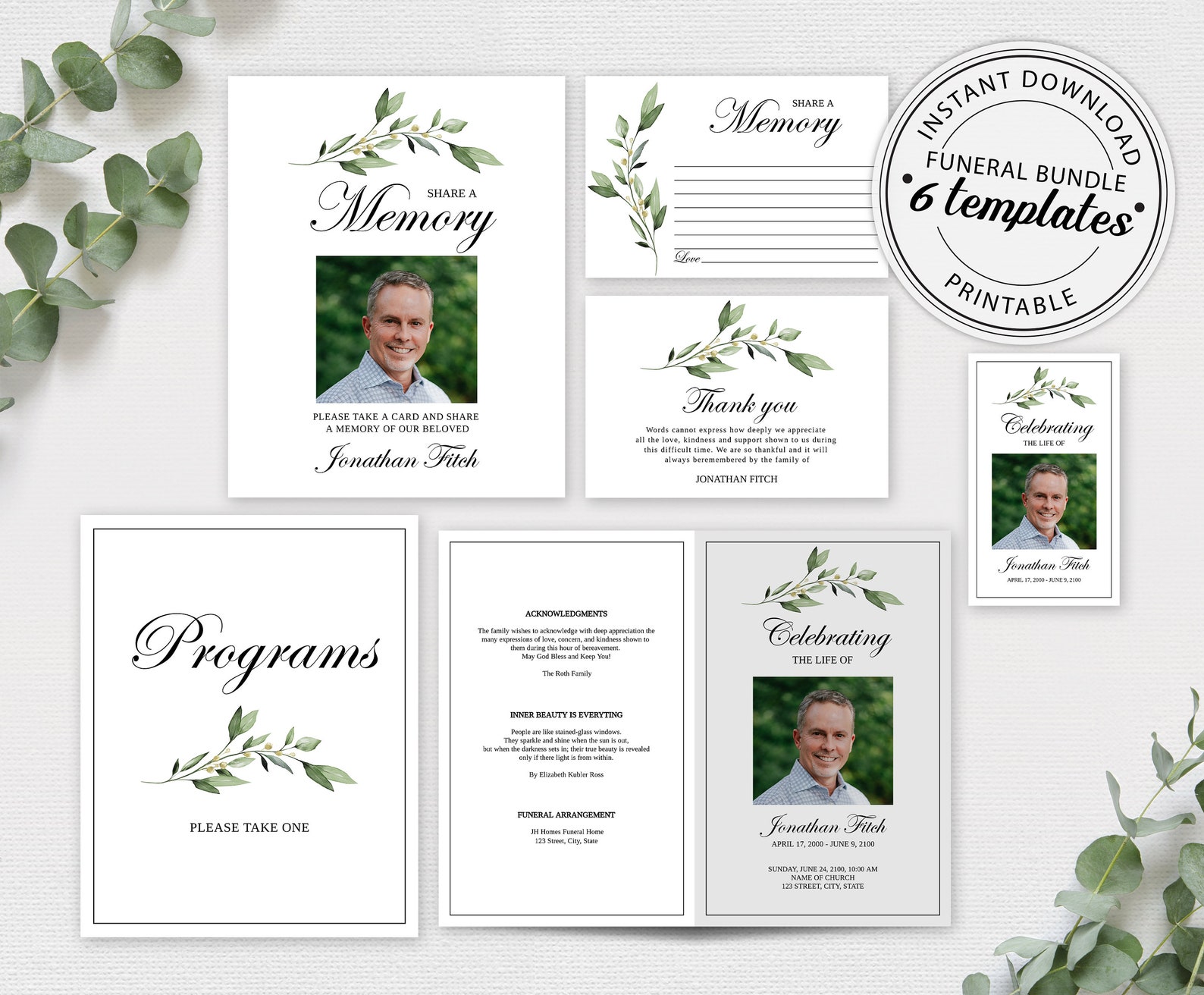 Funeral Templates Bundle Printable Funeral Memory Bundle in - Etsy