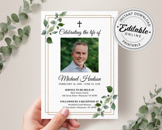 Funeral Announcement Card Template Funeral Invitation - Etsy