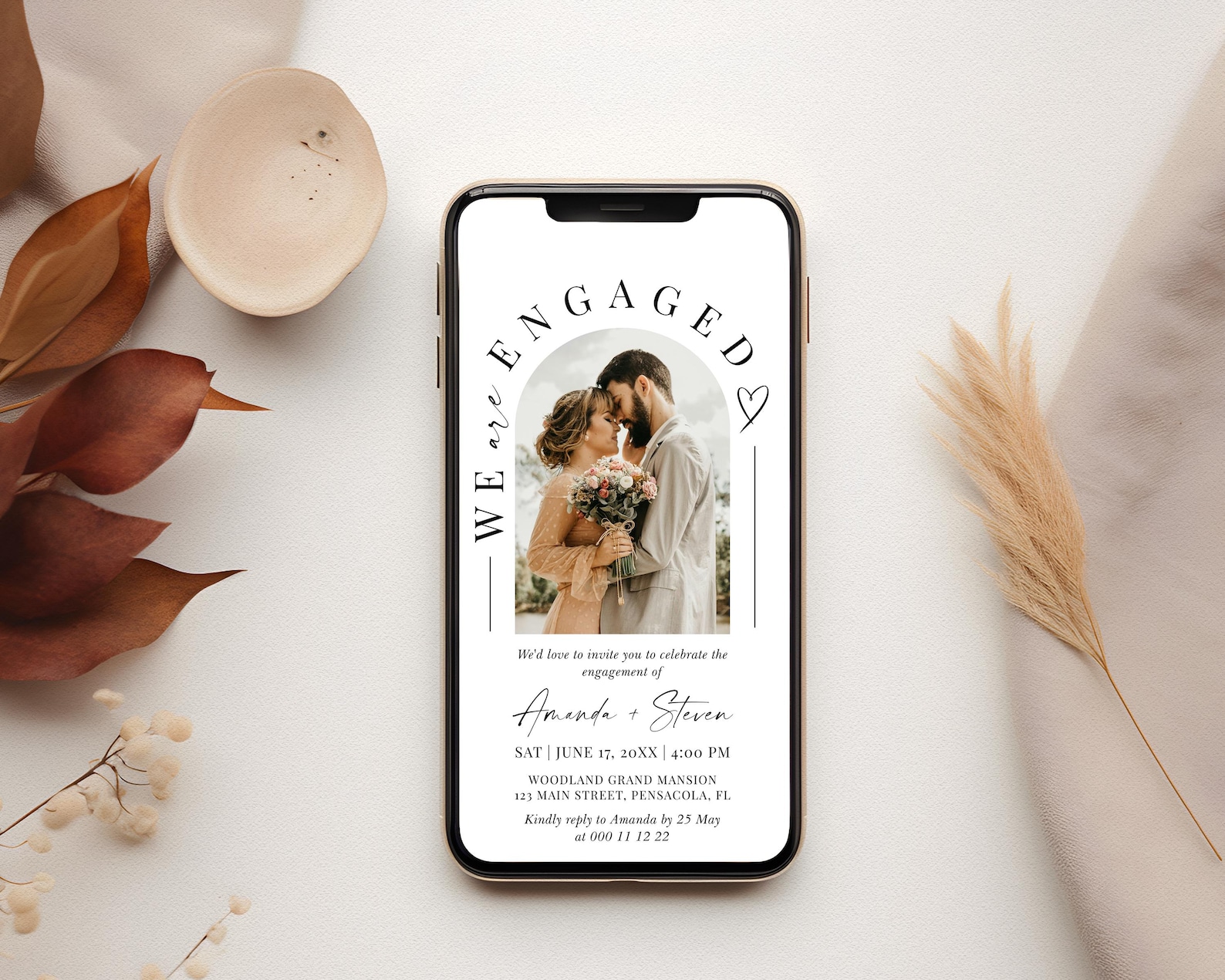 Digital Engagement Party Invitation Template, Engagement Invite With ...