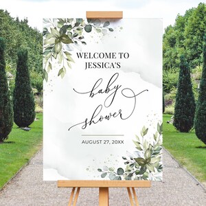 Greenery Baby Shower Welcome Sign Template • INSTANT DOWNLOAD ...