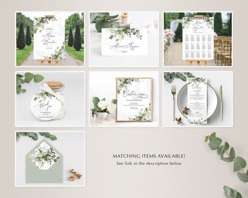 Greenery Wedding Table Numbers Template • INSTANT DOWNLOAD • Editable ...
