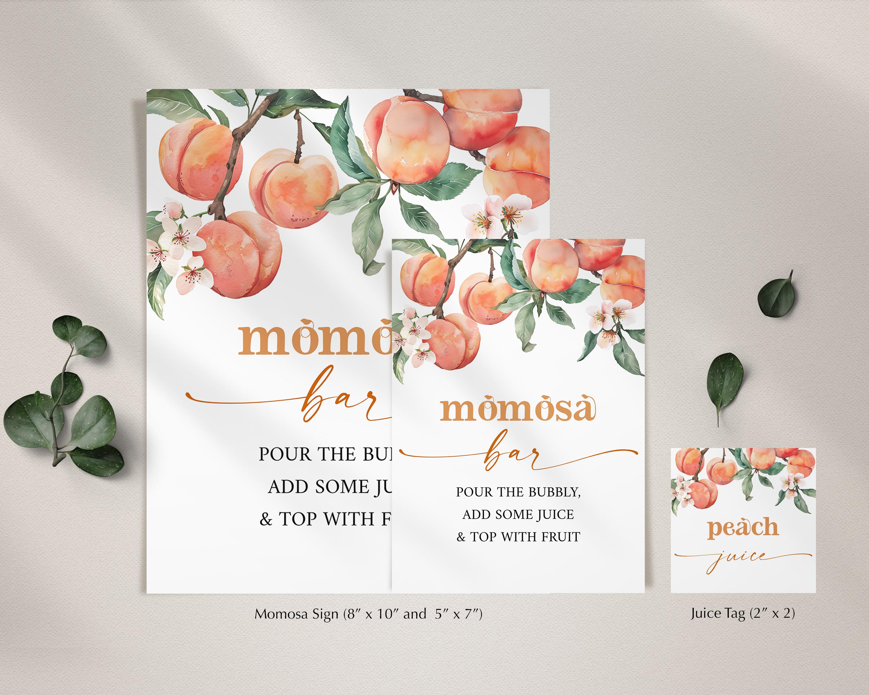 Peach Momosa Bar Sign Template • INSTANT DOWNLOAD • Editable, Printable ...