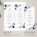 Navy Blue and Lavender Menu Template wedding, Bridal Shower, Dinner ...