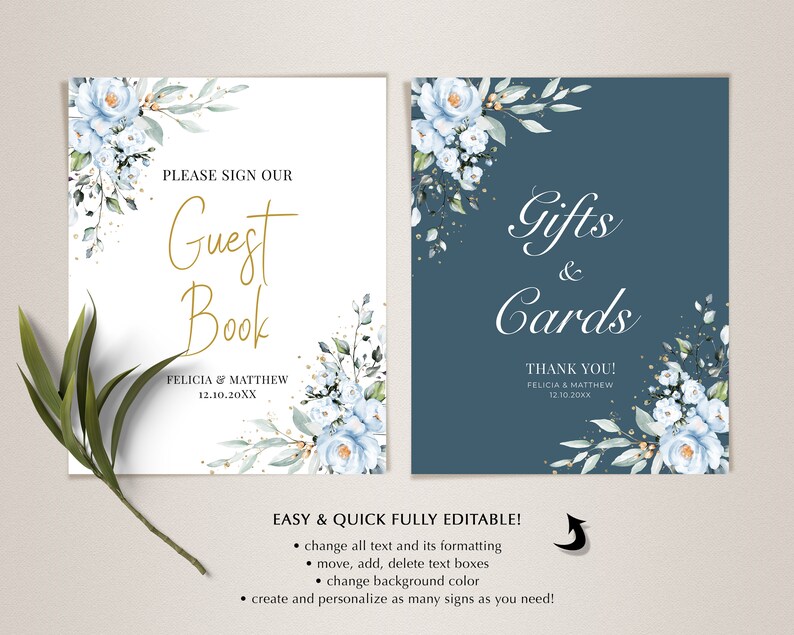 Blue Wedding Custom Sign Template Portrait and Landscape Sign - Etsy Canada