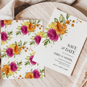Hot Pink and Orange Save the Date Template, Wedding Date Reservation ...