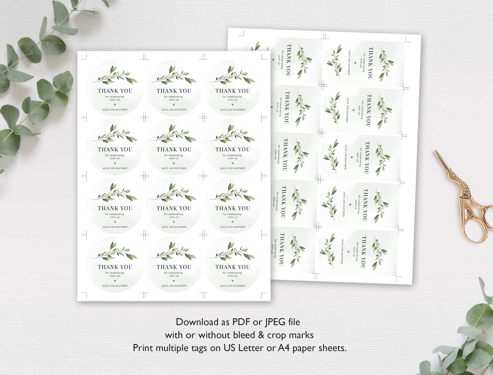 Greenery Favor Tags Template Bohemian Gift Tags Boho Gift - Etsy