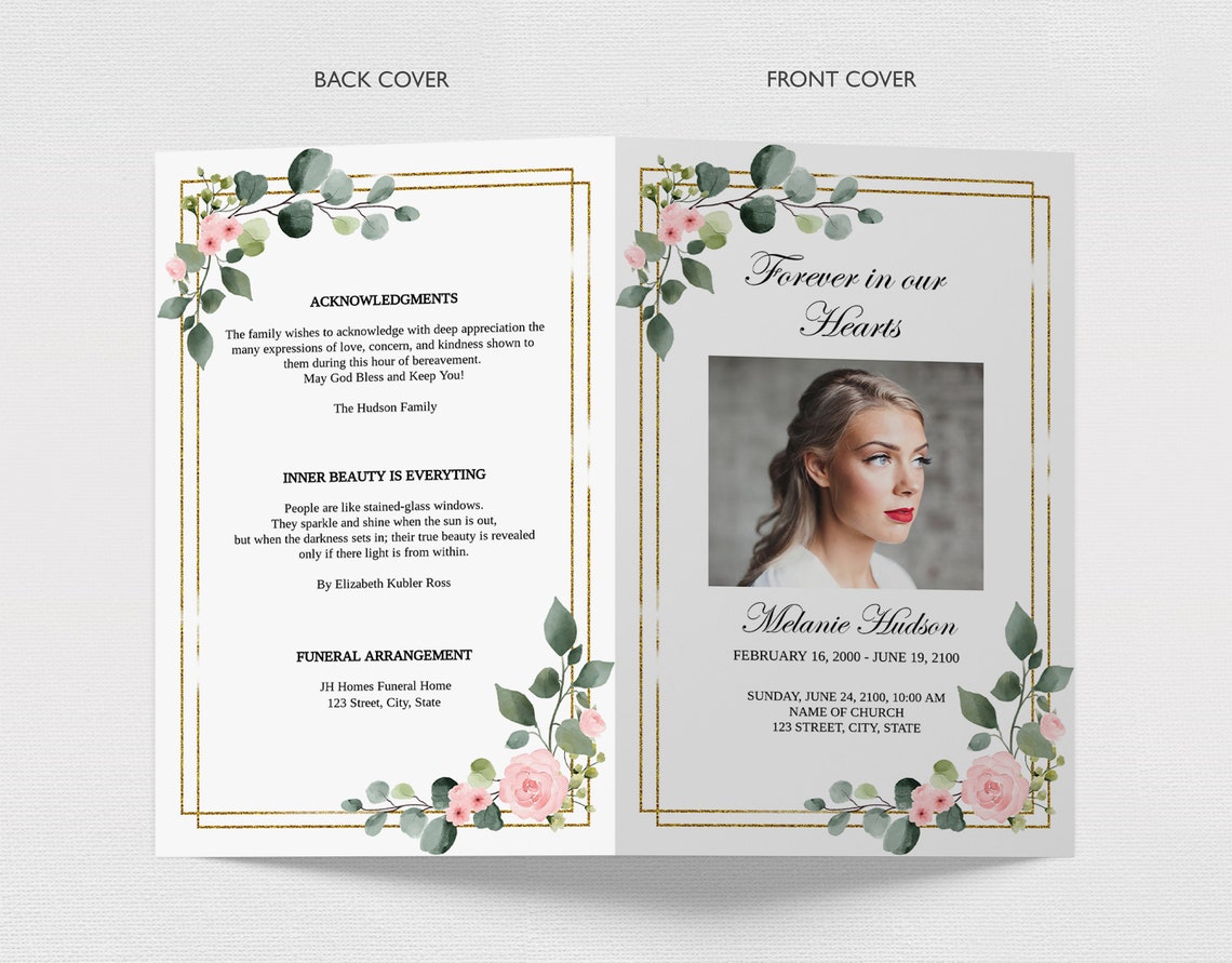Funeral Program Template Memorial Program Template Printable | Etsy