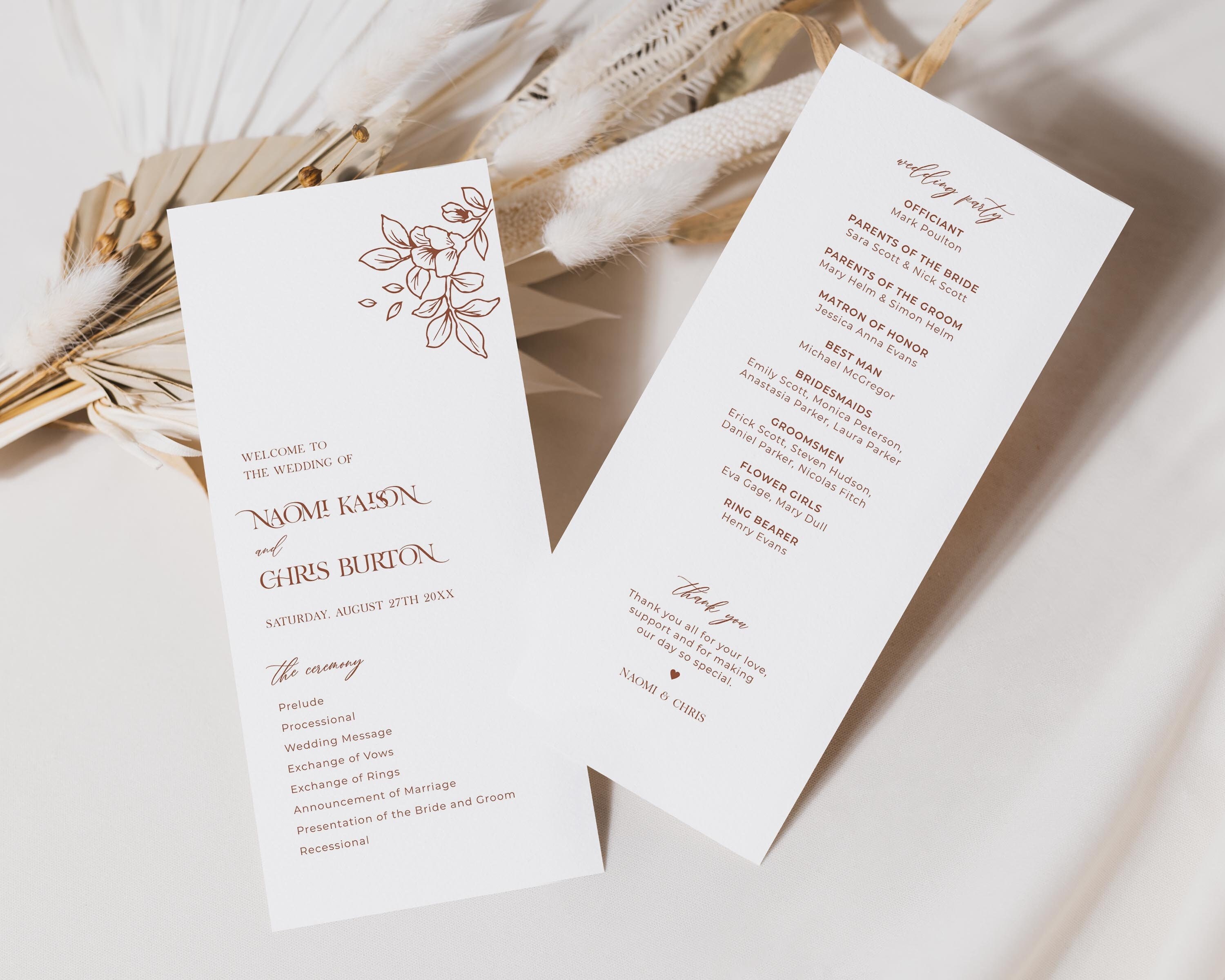 Modern Wedding Program Template Wedding Order of Service - Etsy
