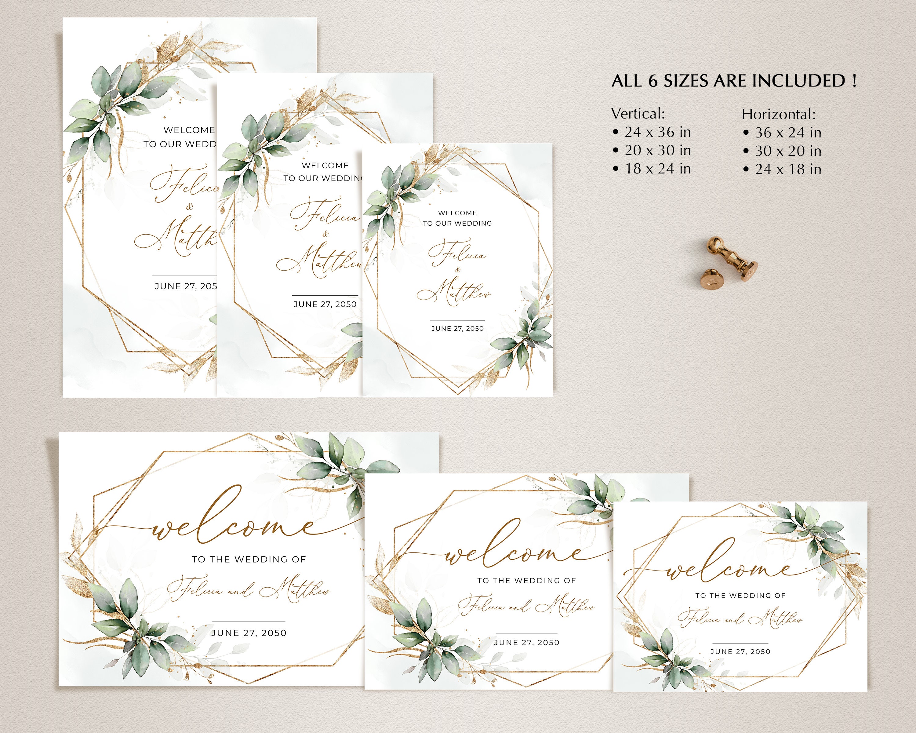 Boho Greenery Wedding Welcome Sign Template vertical - Etsy