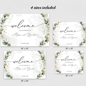 Boho Greenery Wedding Welcome Sign Template With Eucalyptus - Etsy
