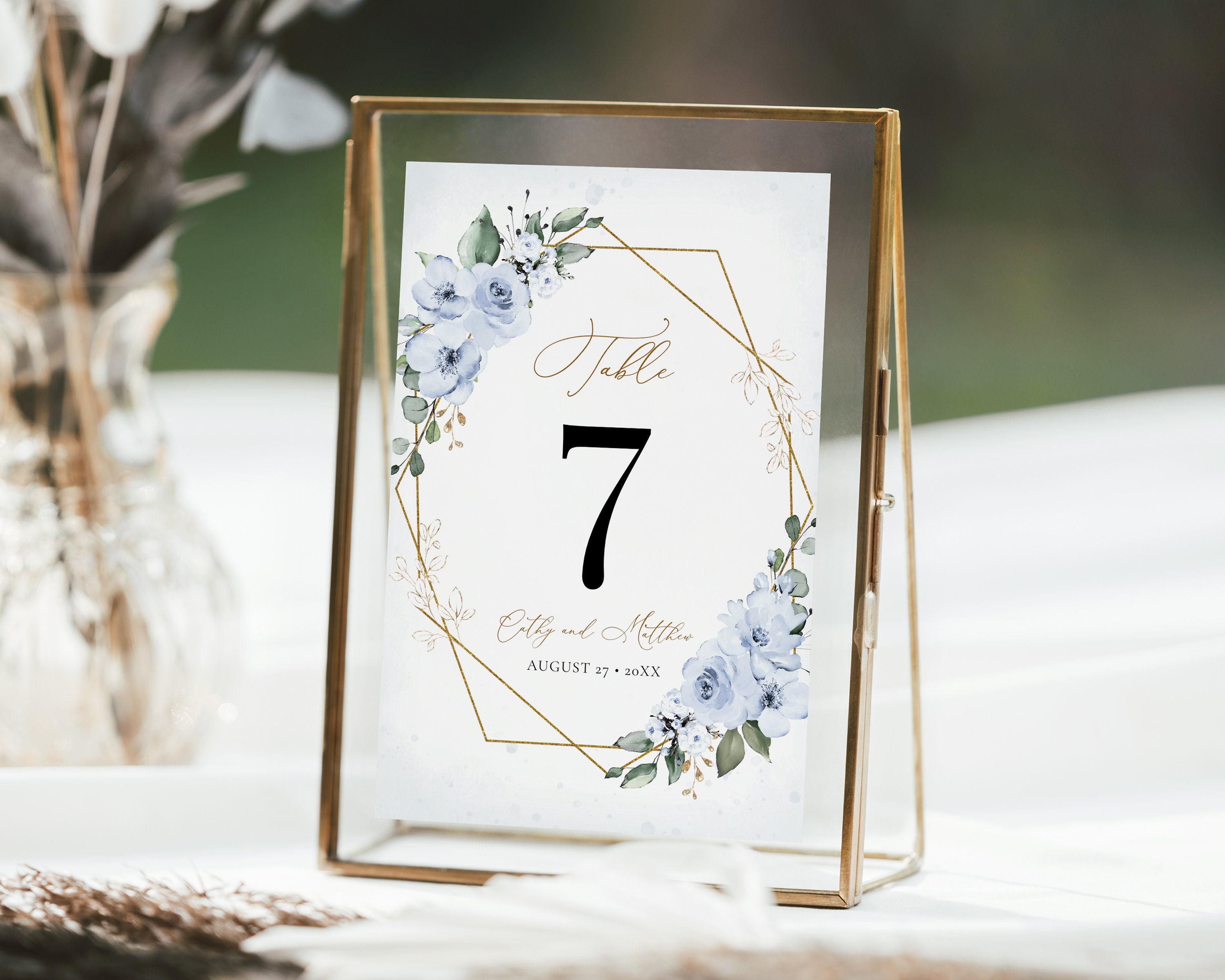 Dusty Blue Wedding Table Numbers Template Table Number Signs - Etsy