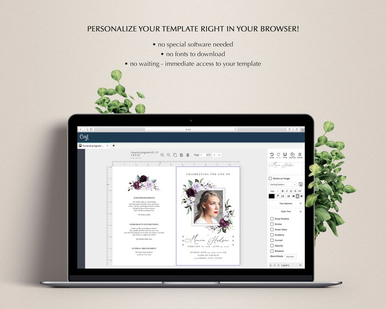 Purple Funeral Program Template Memorial Program Template - Etsy UK