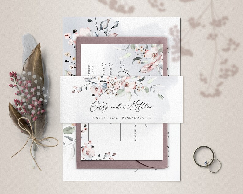 Boho Rustic Wedding Invitation Template Suite Wedding Invite - Etsy