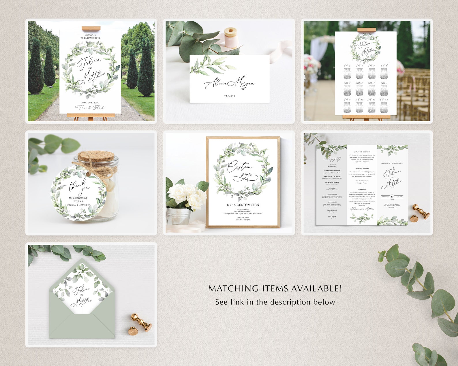 Boho Greenery Wedding Program Template Bohemian Program - Etsy