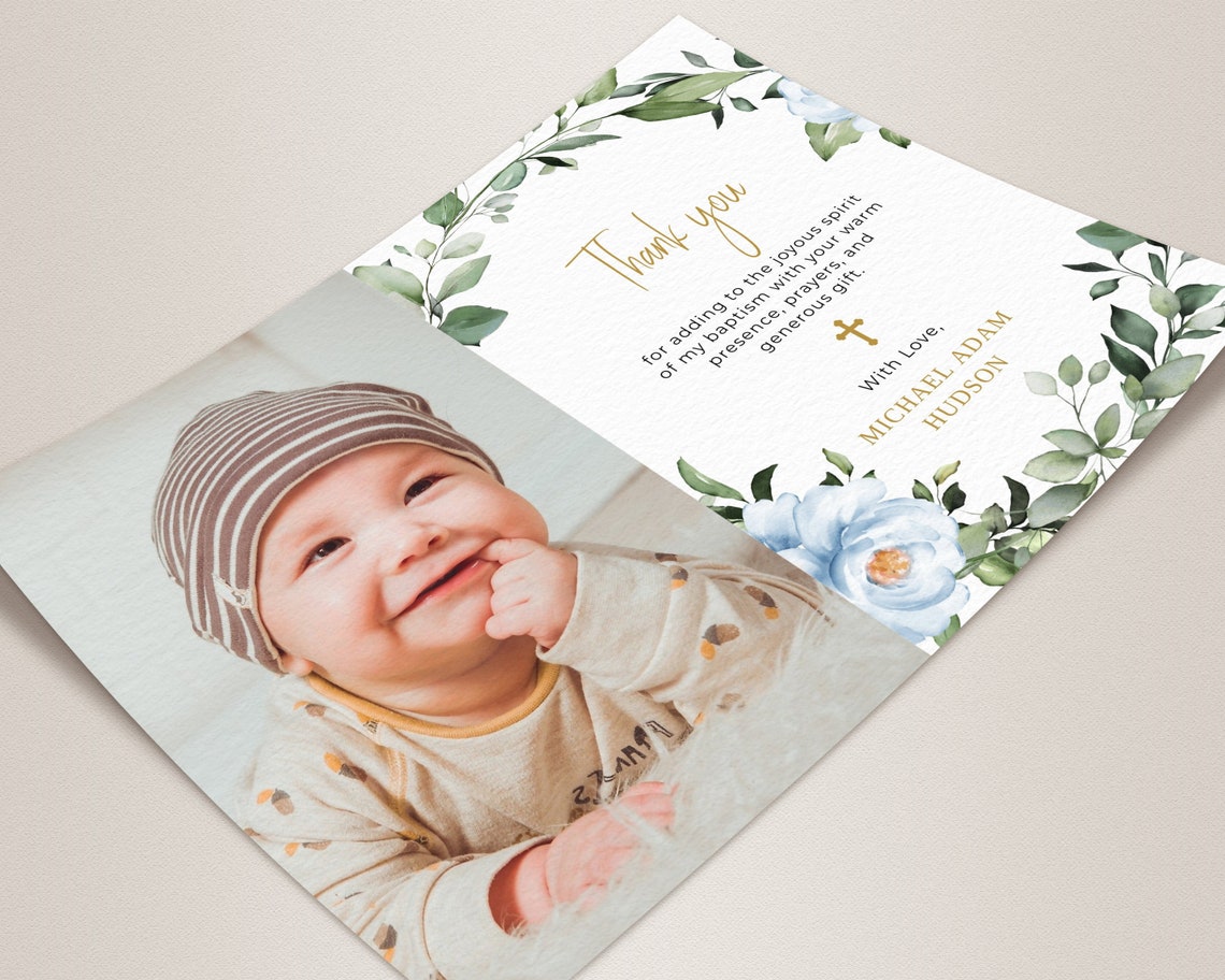 Baptism Thank You Card Template, Thank You Note Template • INSTANT ...