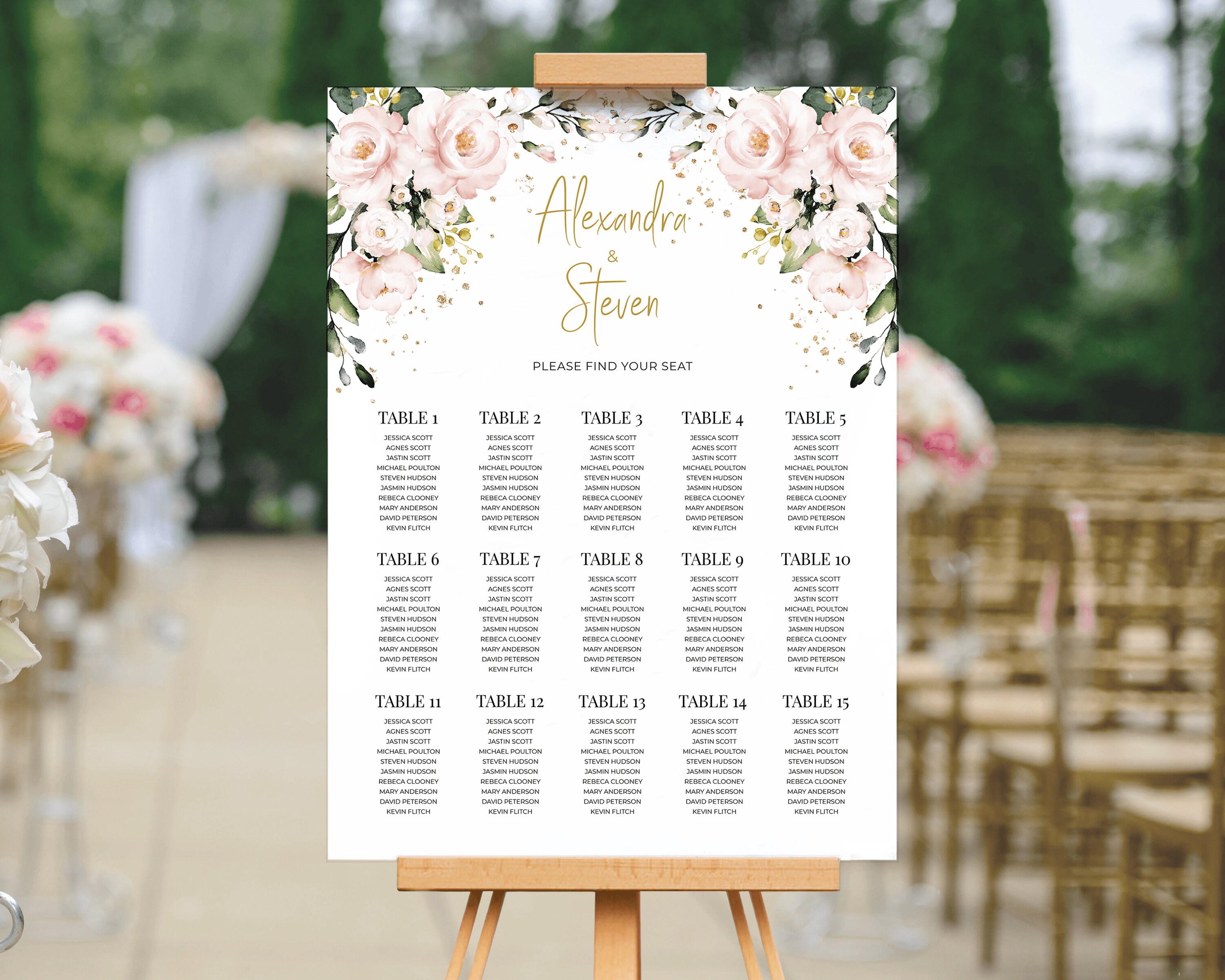 Blush Pink Wedding Seating Chart Template Wedding Table Plan | Etsy